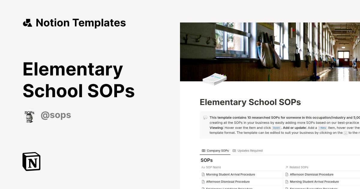 Elementary School SOPs Template | Notion Marketplace