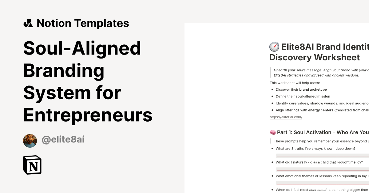 Soul-Aligned Branding System for Entrepreneurs Template | Notion ...