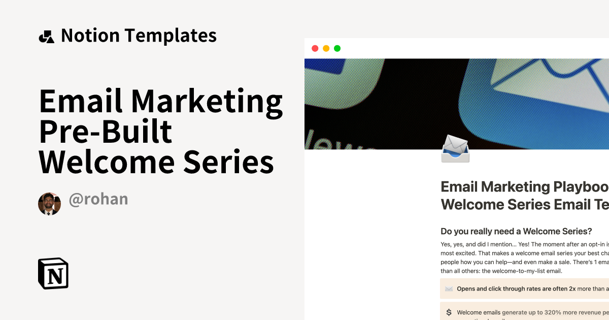 Email Marketing Pre-Built Welcome Series Template | Notion Marketplace