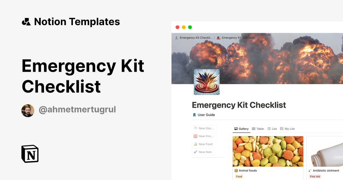 Emergency Kit Checklist Template | Notion Marketplace