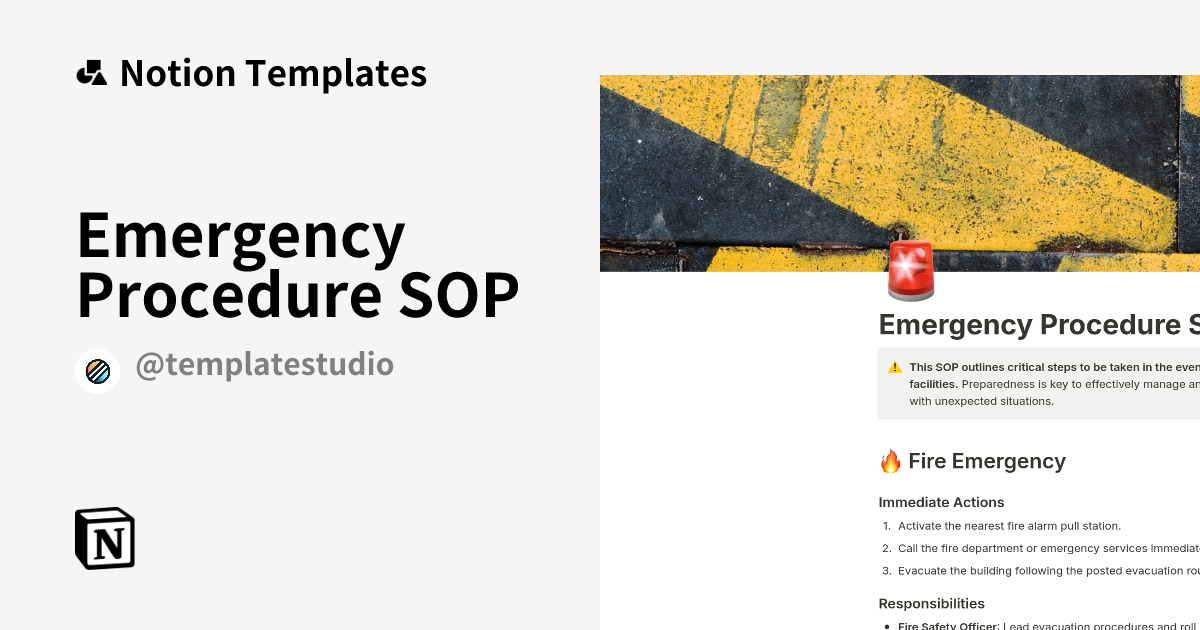 Emergency Procedure SOP Template by Template Studio | Notion Marketplace
