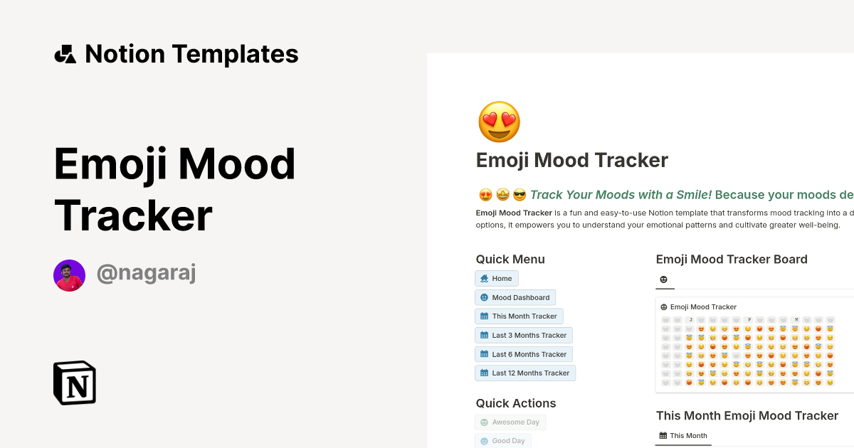 Emoji Mood Tracker Template by Nagaraj | Notion Marketplace