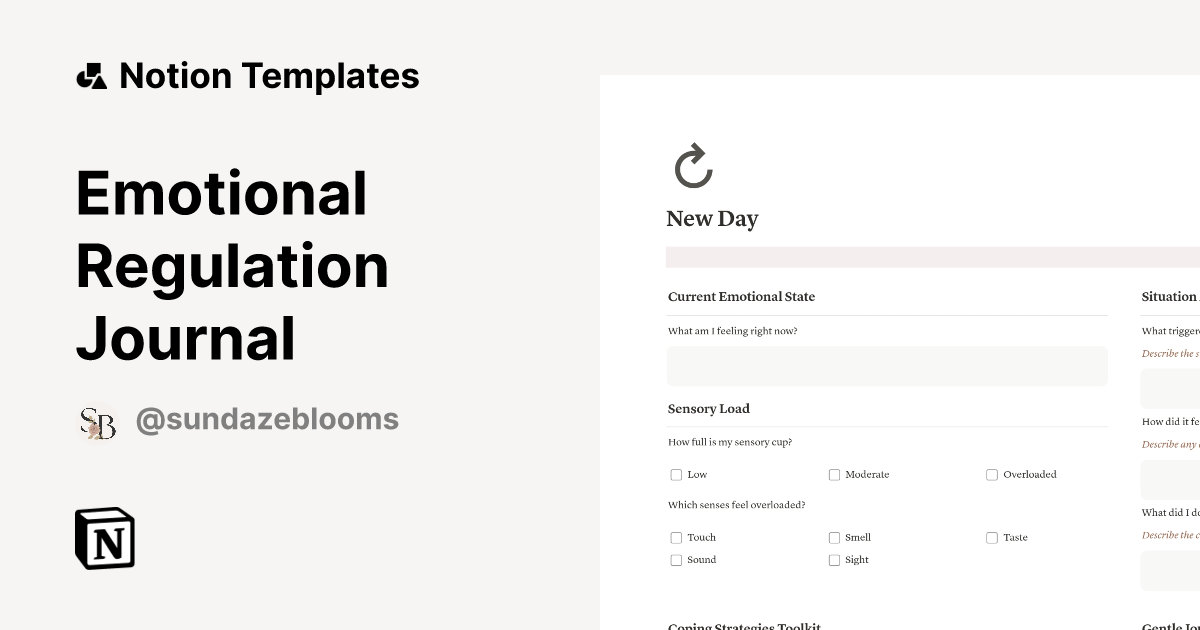 Emotional Regulation Journal Template | Notion Marketplace