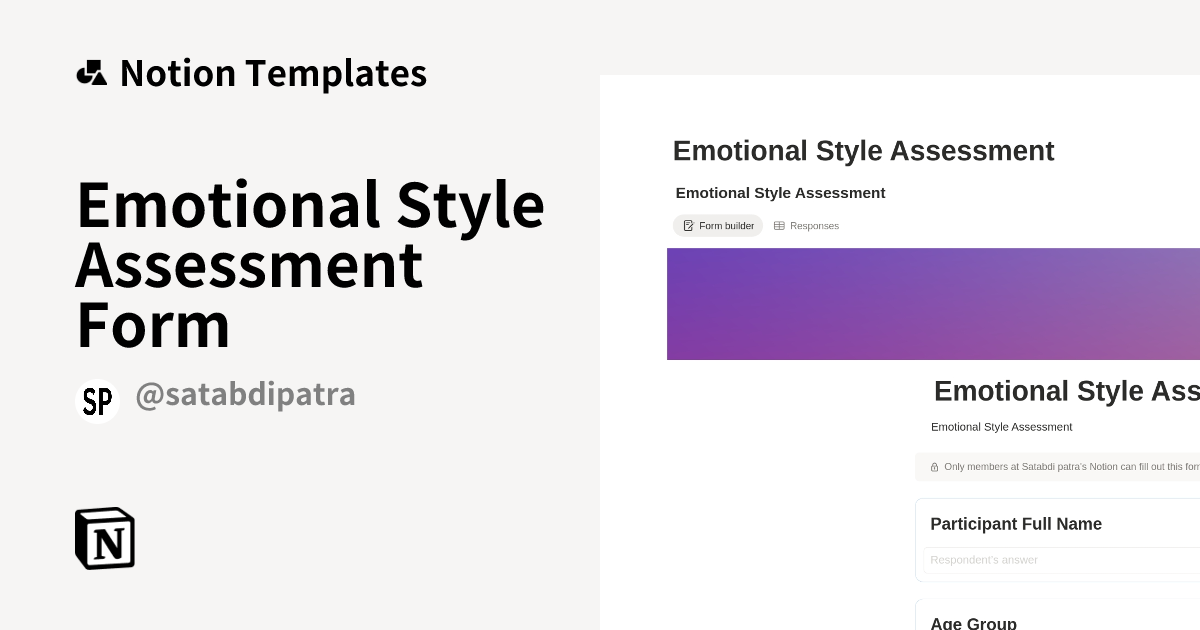 Emotional Style Assessment Form Template | Notion Marketplace