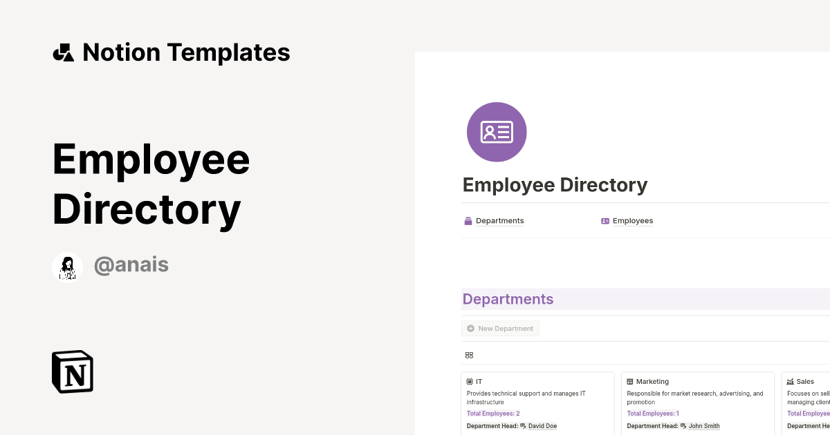 Employee Directory Template | Notion Marketplace