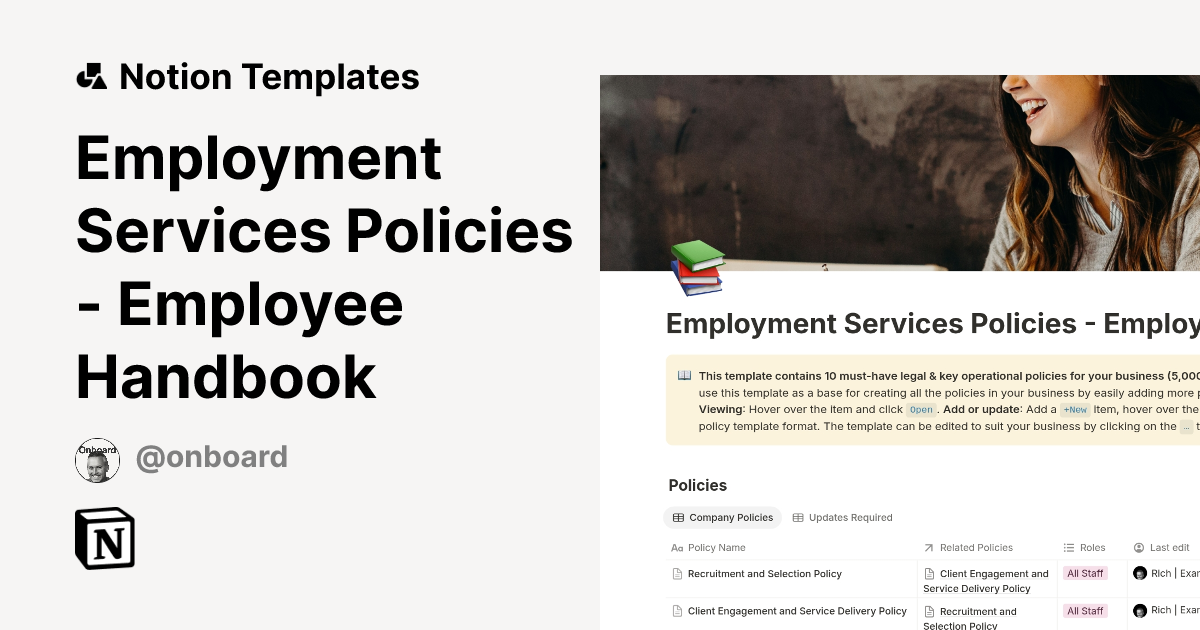 Employment Services Policies - Employee Handbook Template by Policy ...