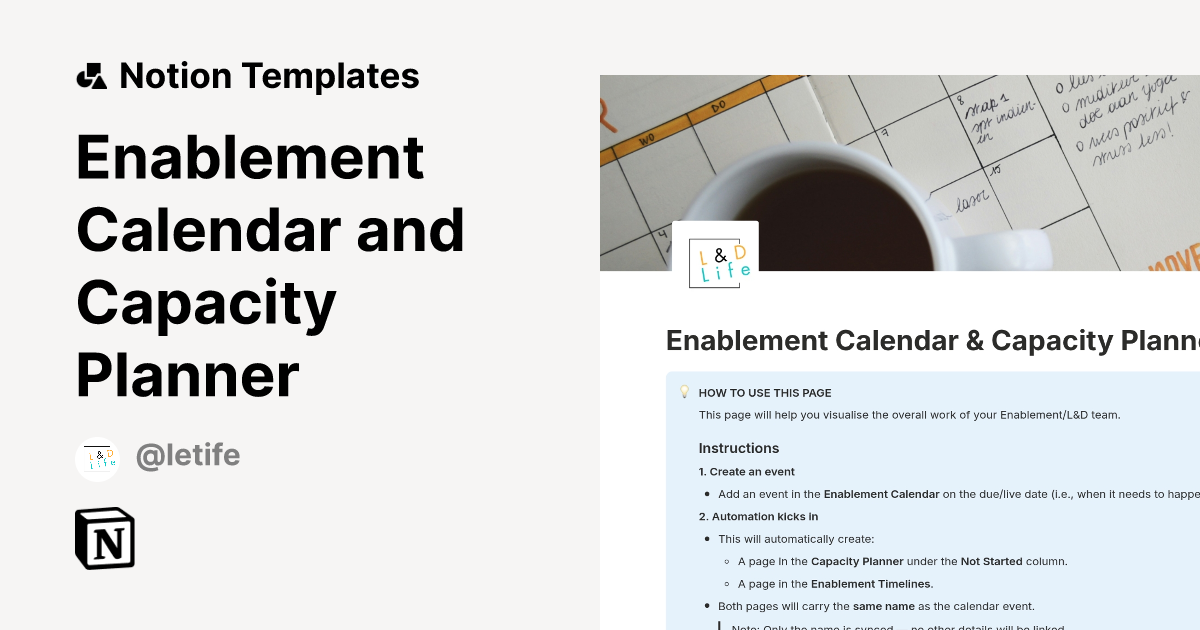 Enablement Calendar and Capacity Planner Template | Notion Marketplace