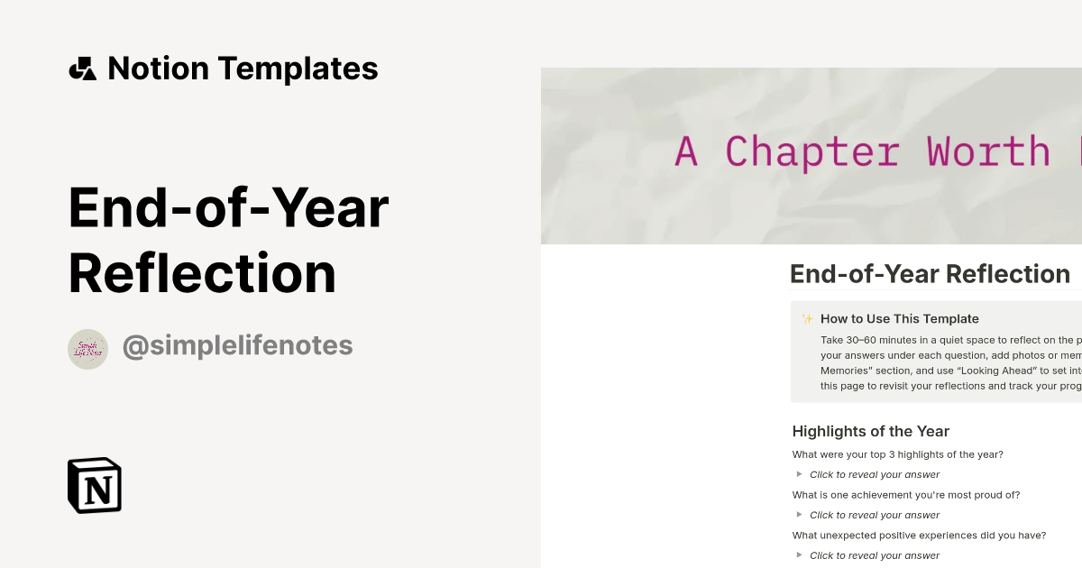 End-of-Year Reflection Template | Notion Marketplace