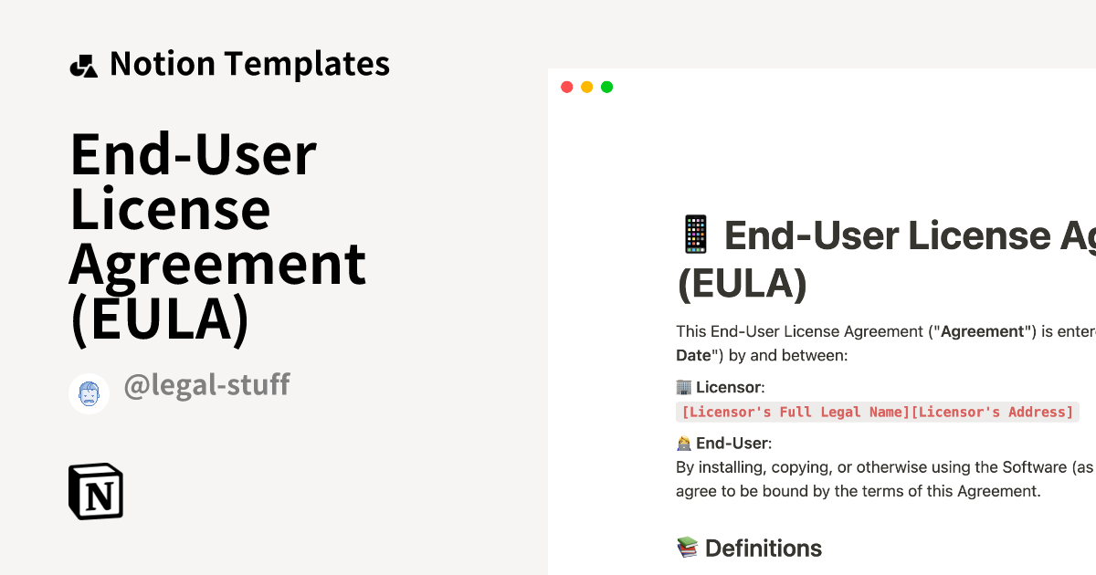 End-User License Agreement (EULA) Template | Notion Marketplace