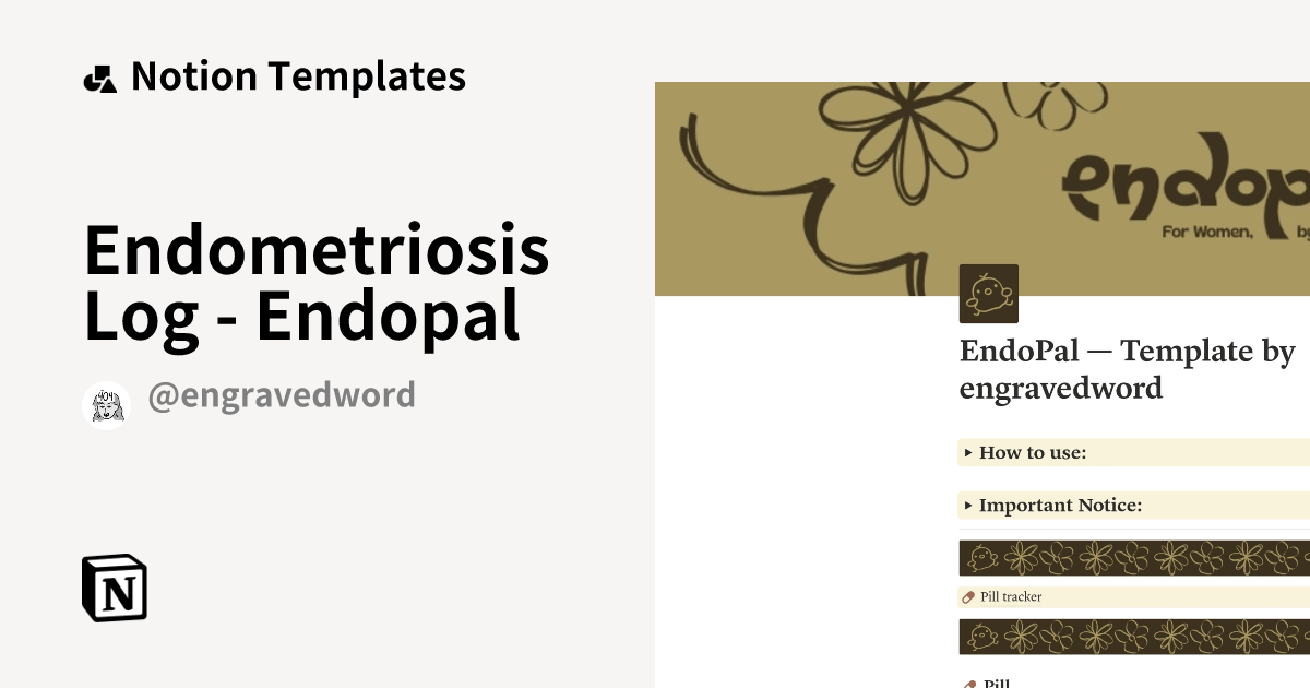 Endometriosis Log - Endopal Template by engravedword | Notion Marketplace