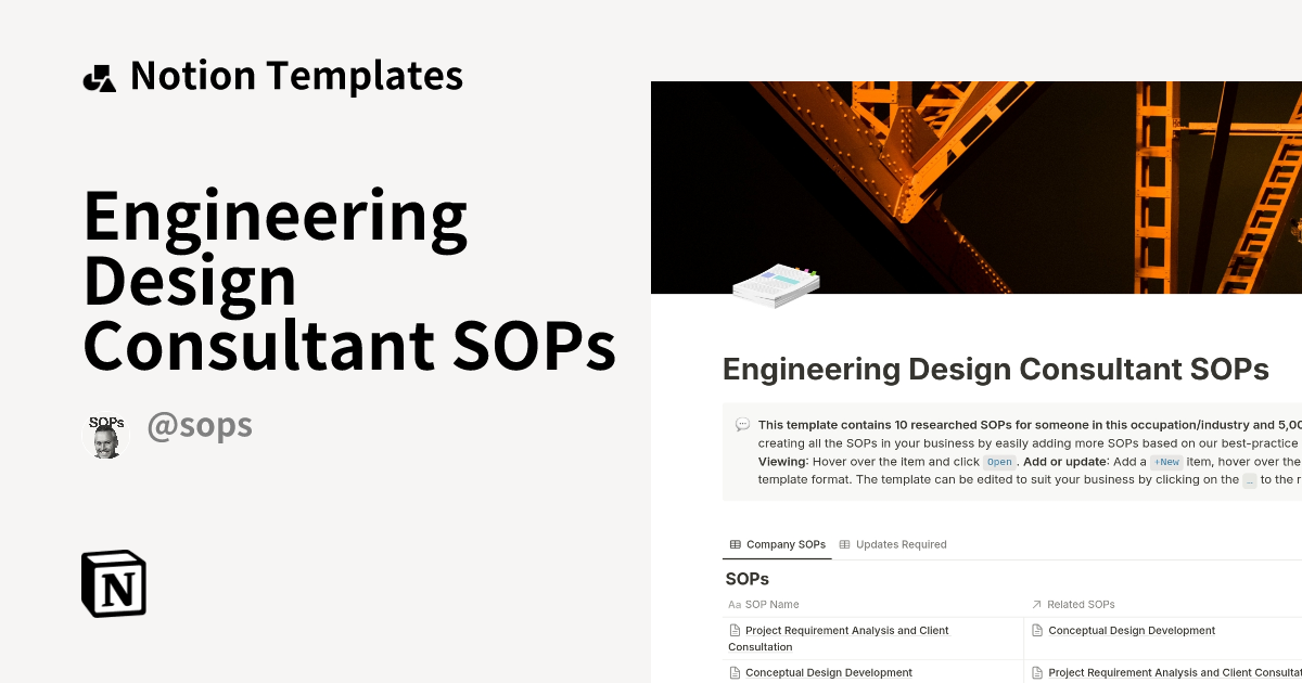 Engineering Design Consultant SOPs Template by SOPs | Notion Marketplace