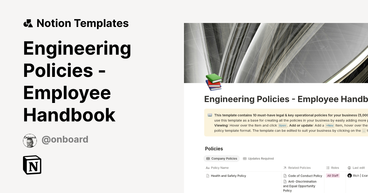 Engineering Policies - Employee Handbook Template by Onboarding ...