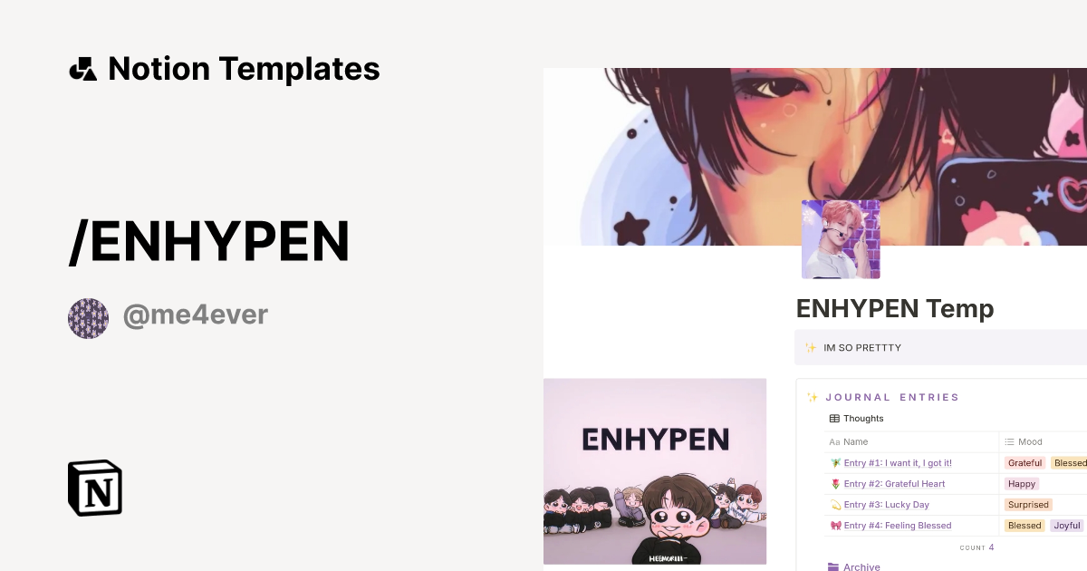 /ENHYPEN Template by IFRRRRRR | Notion Marketplace