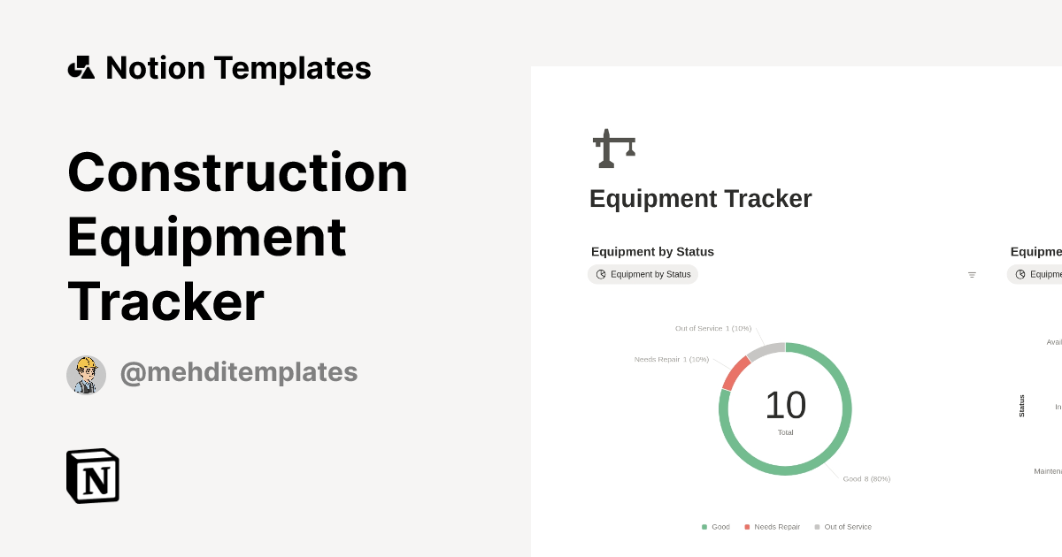 Construction Equipment Tracker Template by Mehdi | Notion Marketplace