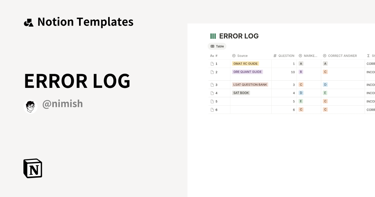 ERROR LOG Template | Notion Marketplace