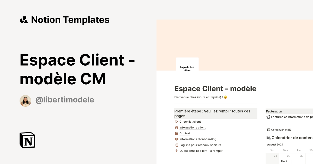 Espace Client - modèle CM Template | Notion Marketplace