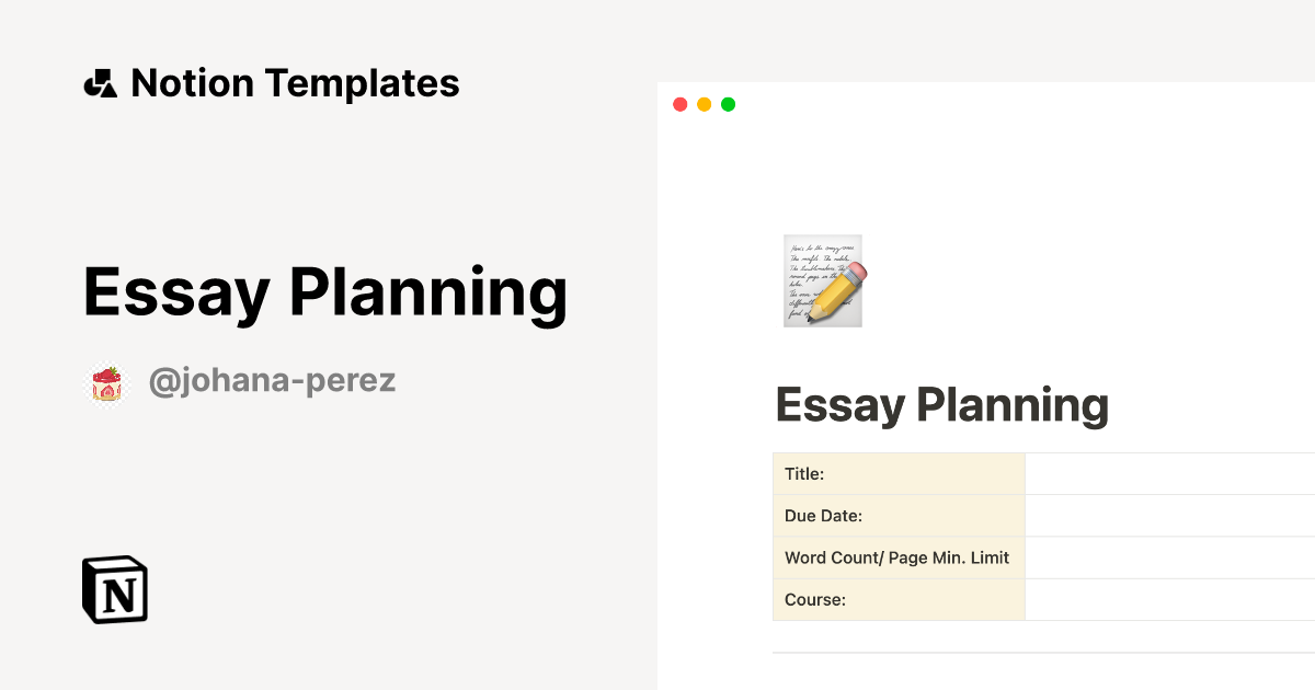 Essay Planning Template | Notion Marketplace