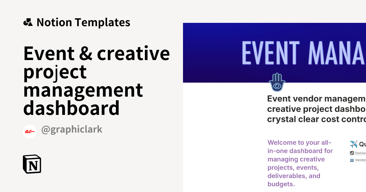 Event & creative project management dashboard Template | Notion Marketplace