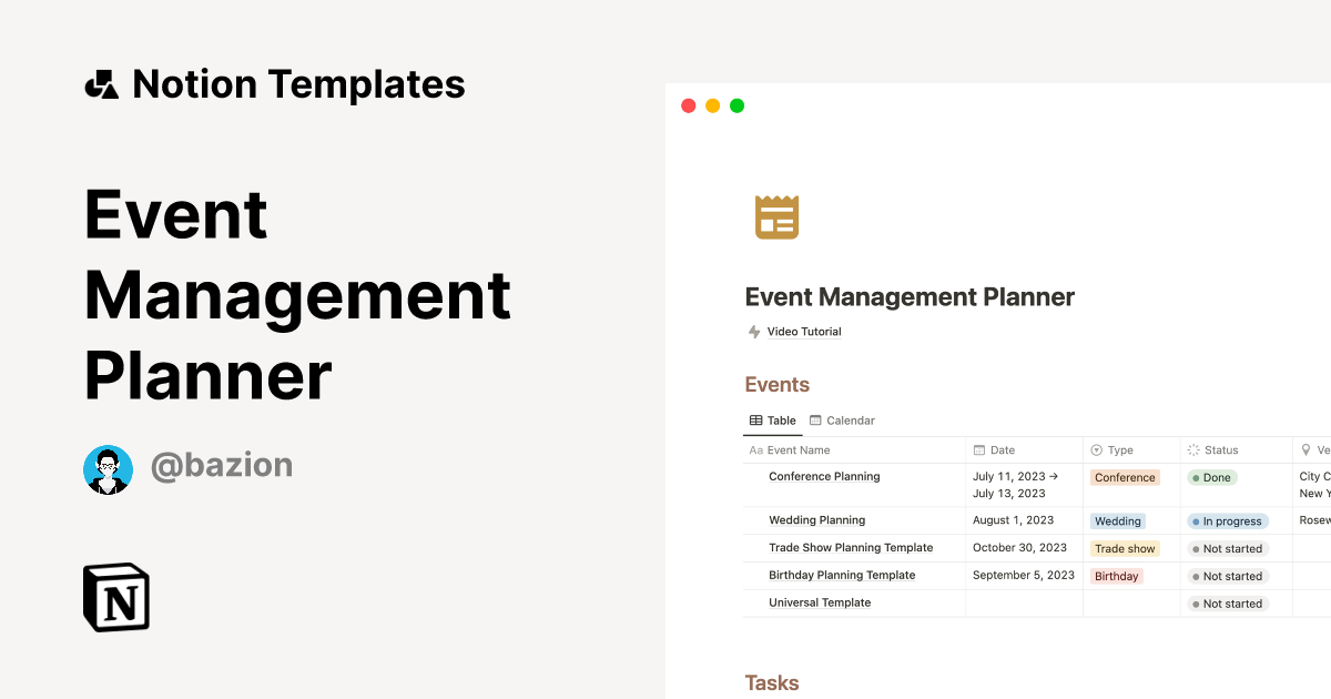 Event Management Planner Template | Notion Marketplace