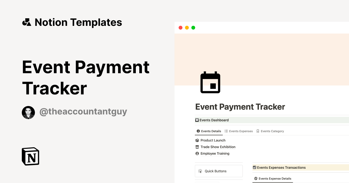 Event Payment Tracker Template by theaccountantguy | FinanceGuy ...