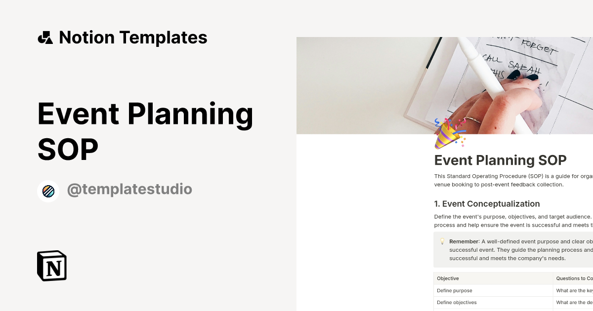 Event Planning SOP Template by Template Studio | Notion Marketplace