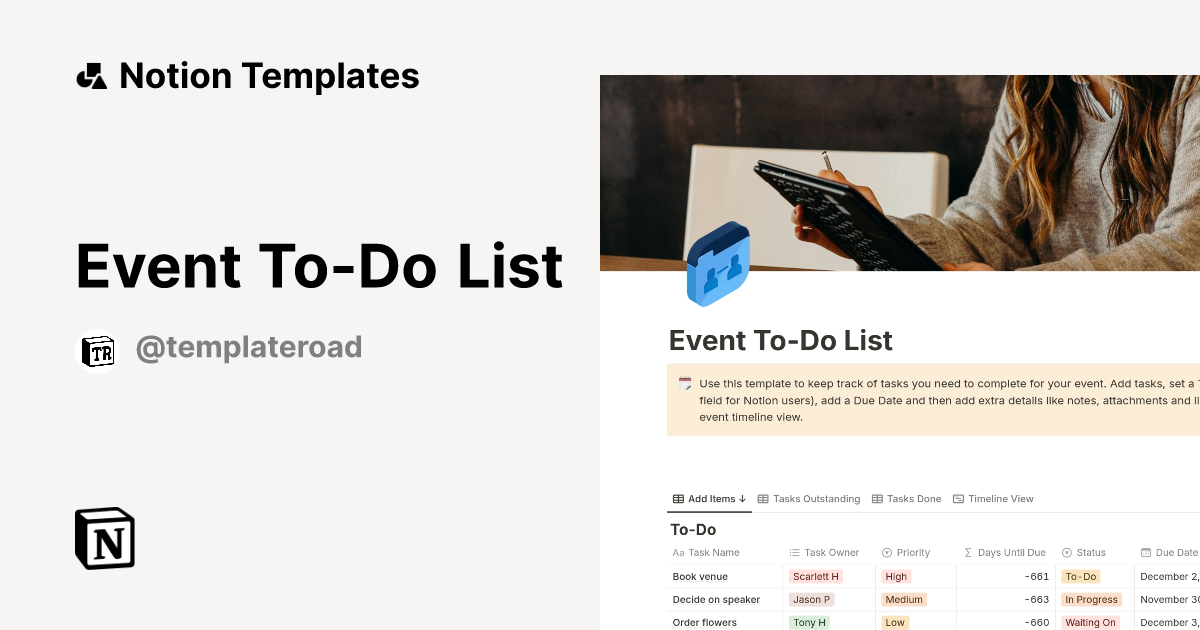 Event To-Do List Template | Notion Marketplace