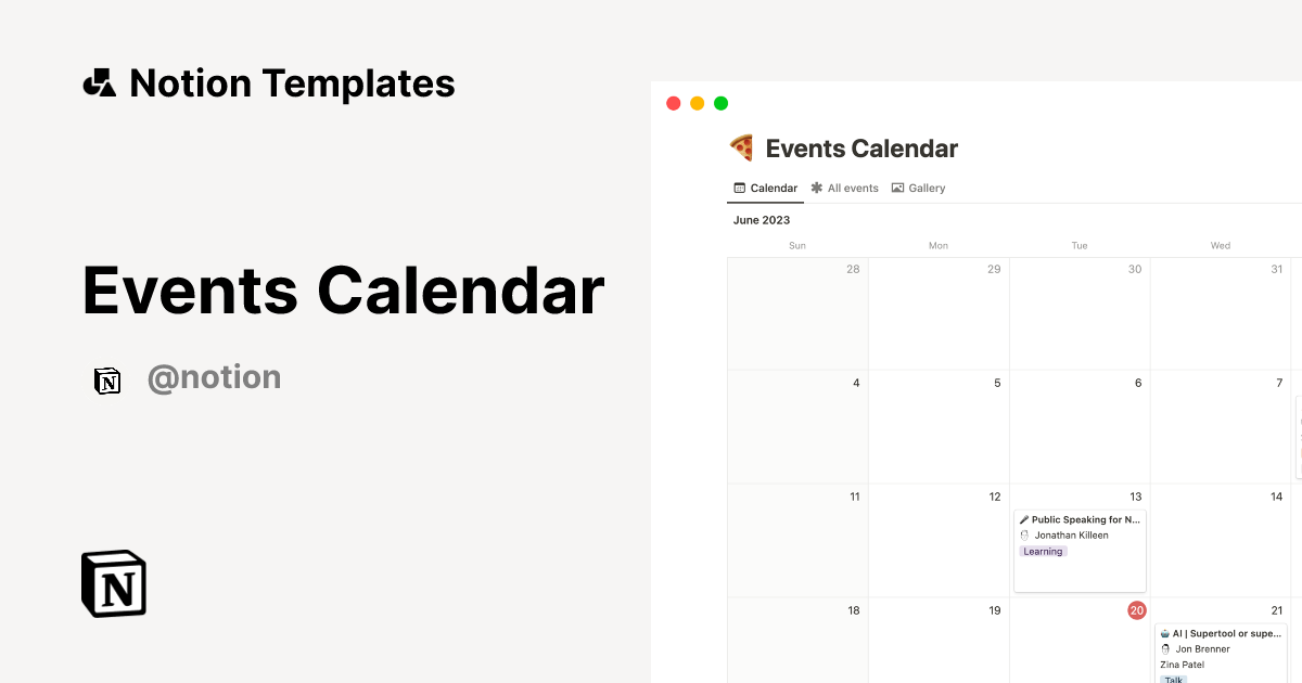 Events Calendar 2026 Template | Notion Marketplace