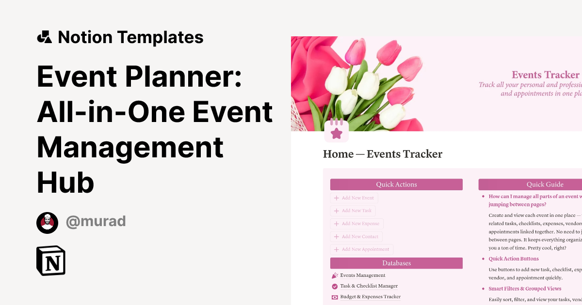 Event Planner: All-in-One Event Management Hub Template | Notion ...