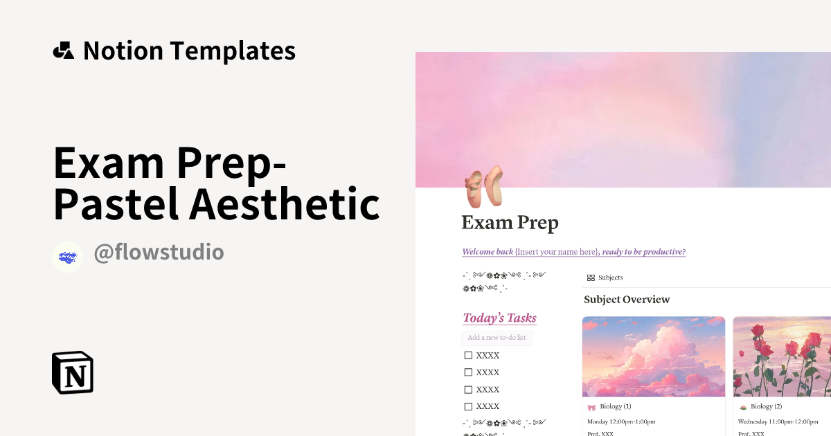 Exam Prep-Pastel Aesthetic Template by flowstudio | Notion Marketplace