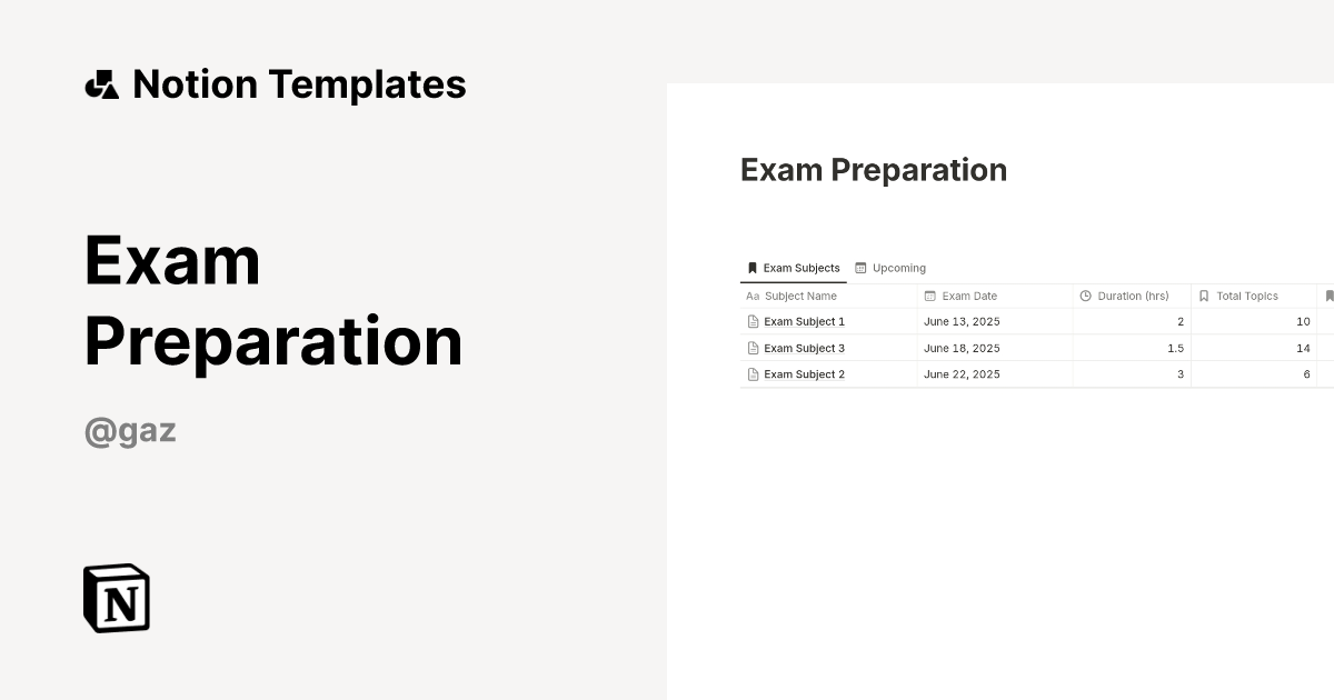 Exam Preparation Template | Notion Marketplace