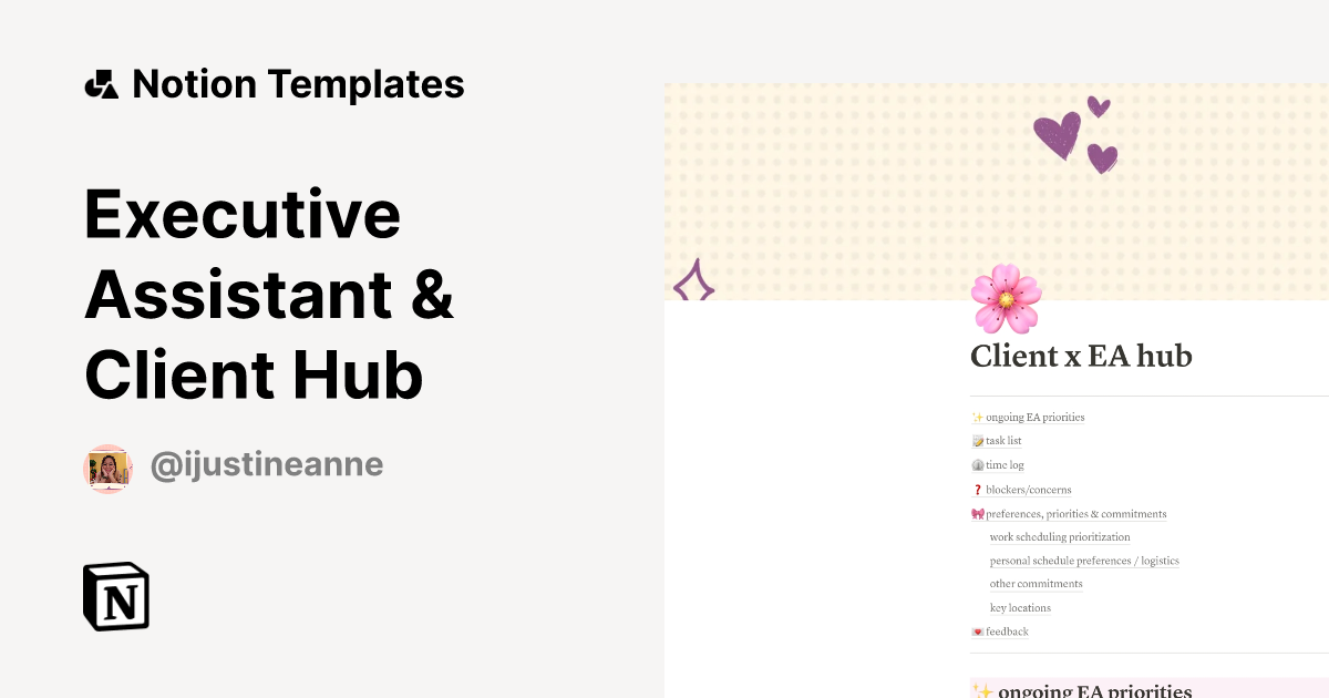 Executive Assistant & Client Hub Template | Notion Marketplace