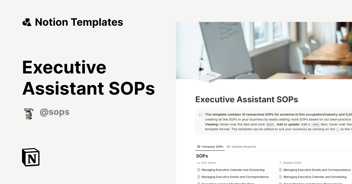 Executive Assistant SOPs Template by SOPs | Notion Marketplace