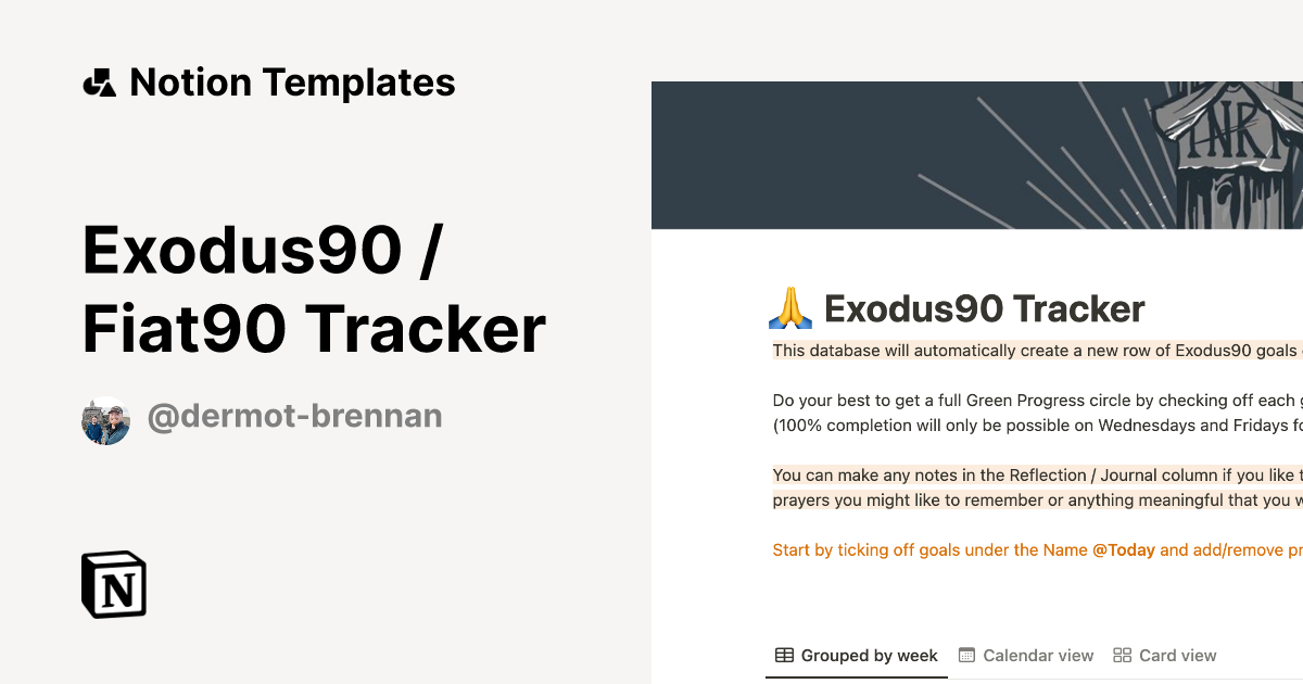 Exodus90 / Fiat90 Tracker Template | Notion Marketplace