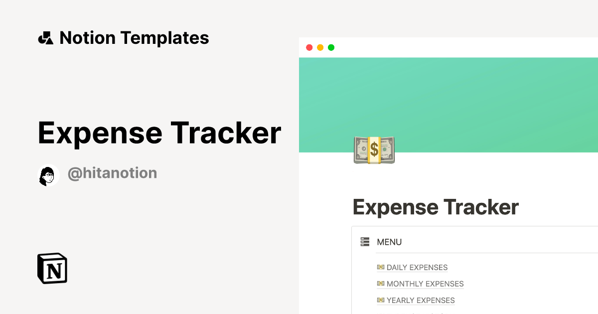 Expense Tracker Template by HitaNotion | Notion Marketplace
