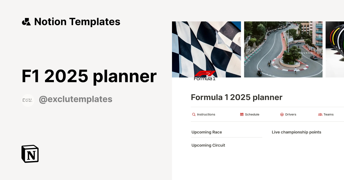 F1 2025 planner Template by Exclutemplates | Notion Marketplace