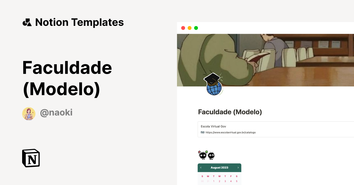 Faculdade (Modelo) Template by Naoki Choi | Notion Marketplace