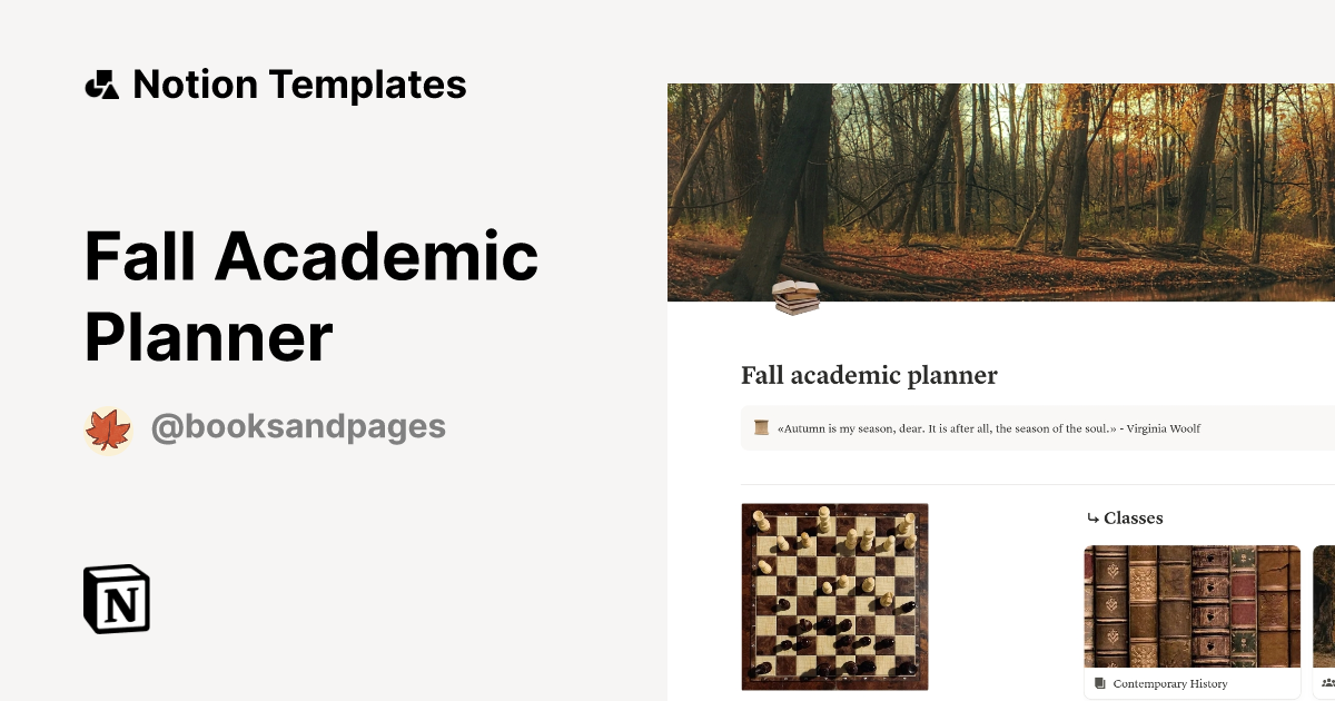 Fall Academic Planner Template by mara's diary | Notion Marketplace