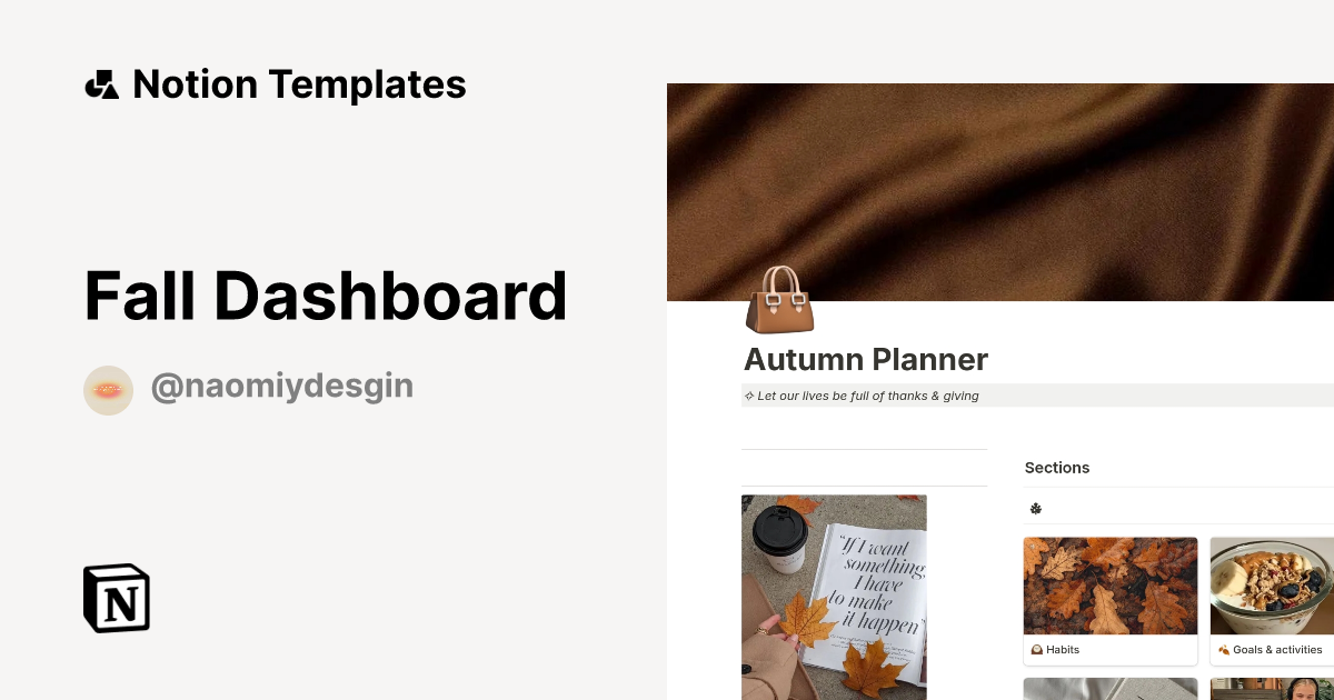 Fall Dashboard Template by Naomiy | Notion Marketplace