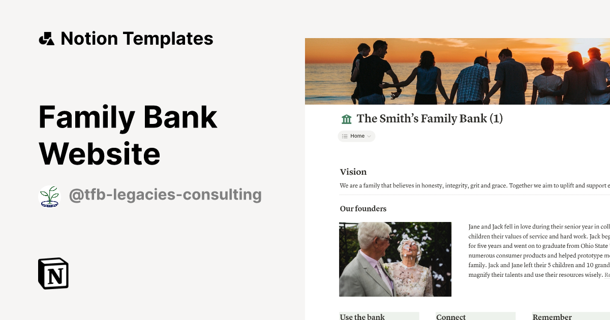 Family Bank Website Template by TFB Legacies Consulting | Notion ...