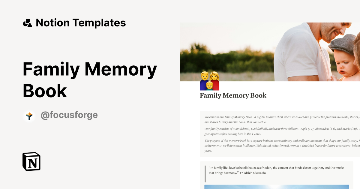 Family Memory Book Template | Notion Marketplace