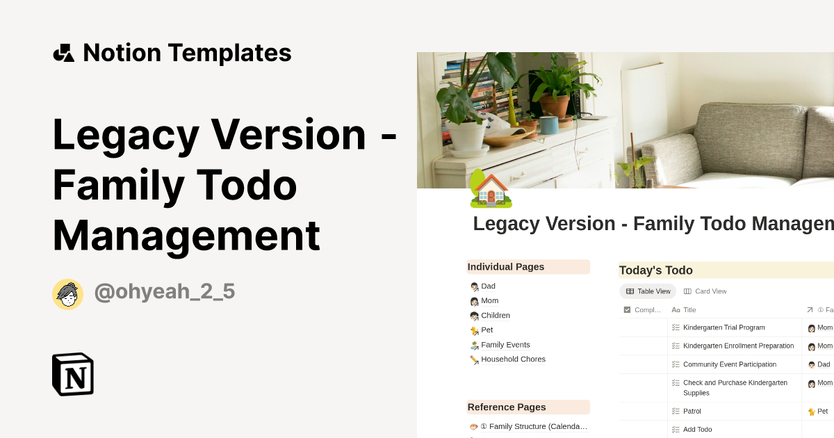 Family Todo Management (Home) Template | Notion Marketplace