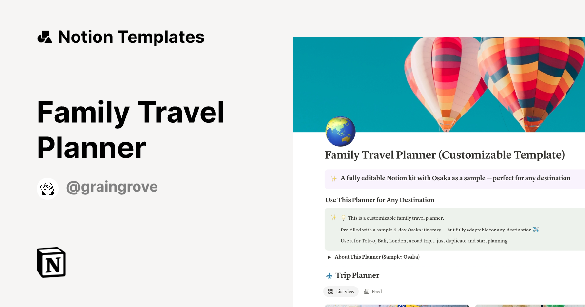 Family Travel Planner Template | Notion Marketplace