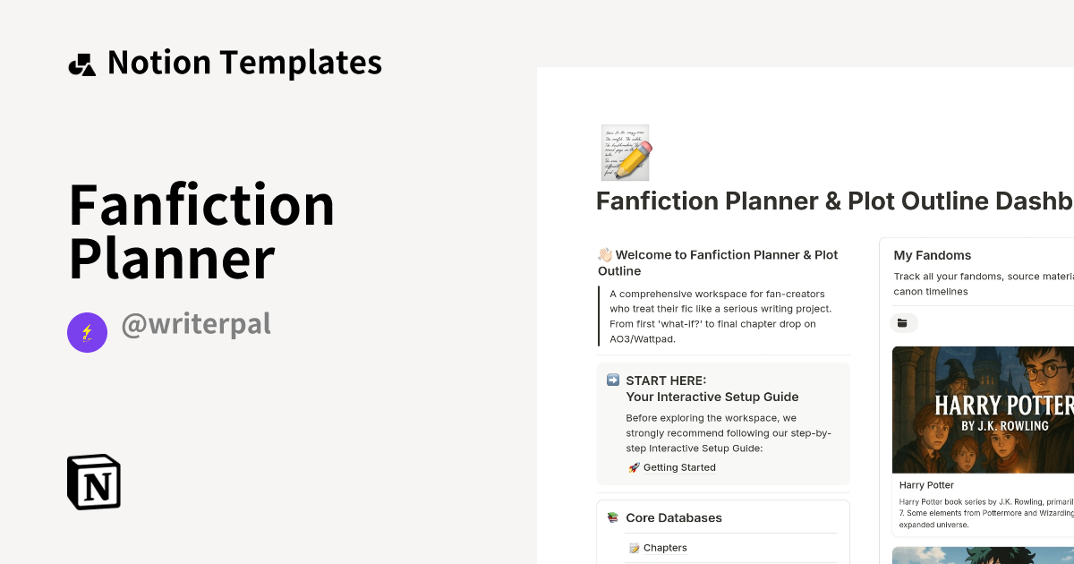 Fanfiction Planner Template by writerpal | Notion Marketplace