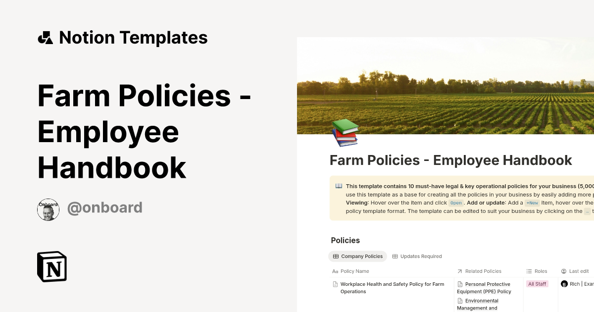 Farm Policies - Employee Handbook Template | Notion Marketplace