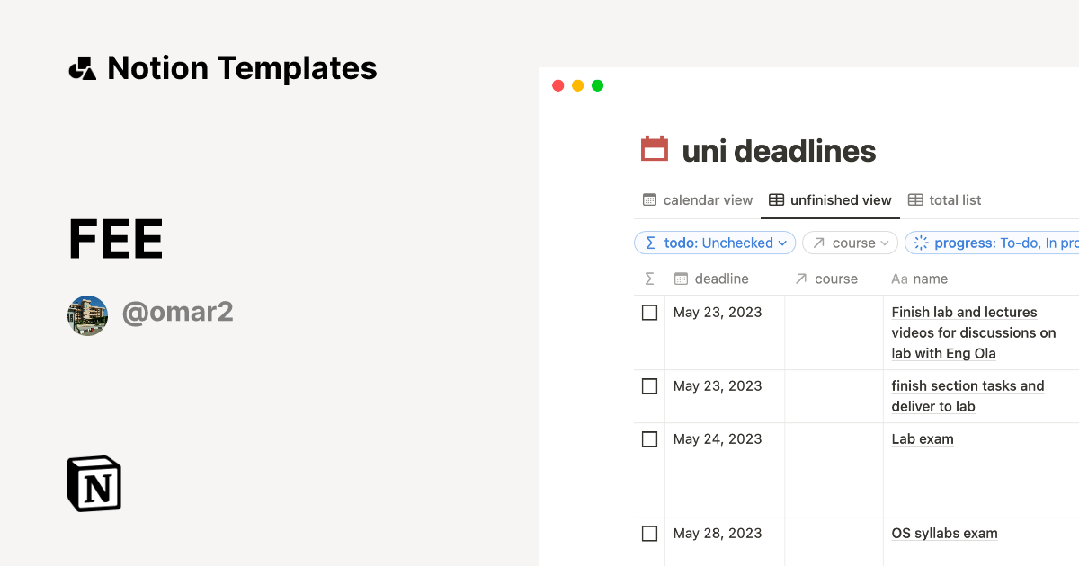 FEE Template | Notion Marketplace