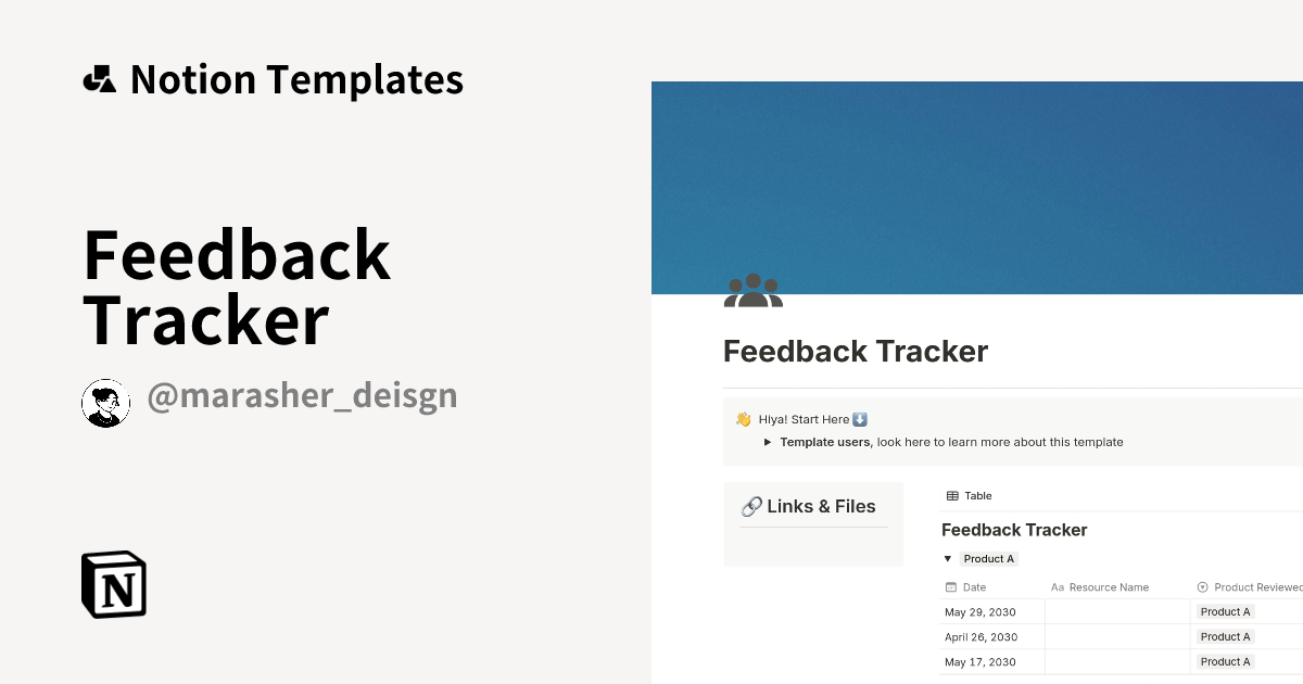 Feedback Tracker Template by Mara Sher Design | Notion Marketplace
