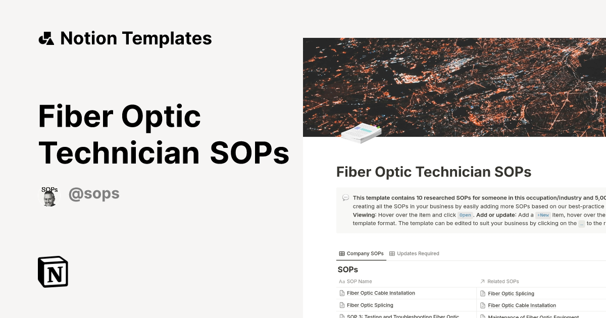 Fiber Optic Technician SOPs Template by SOPs | Notion Marketplace