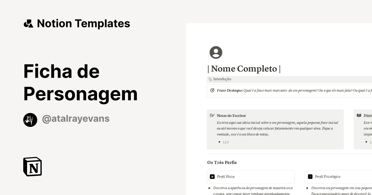 Ficha de Personagem Template | Notion Marketplace
