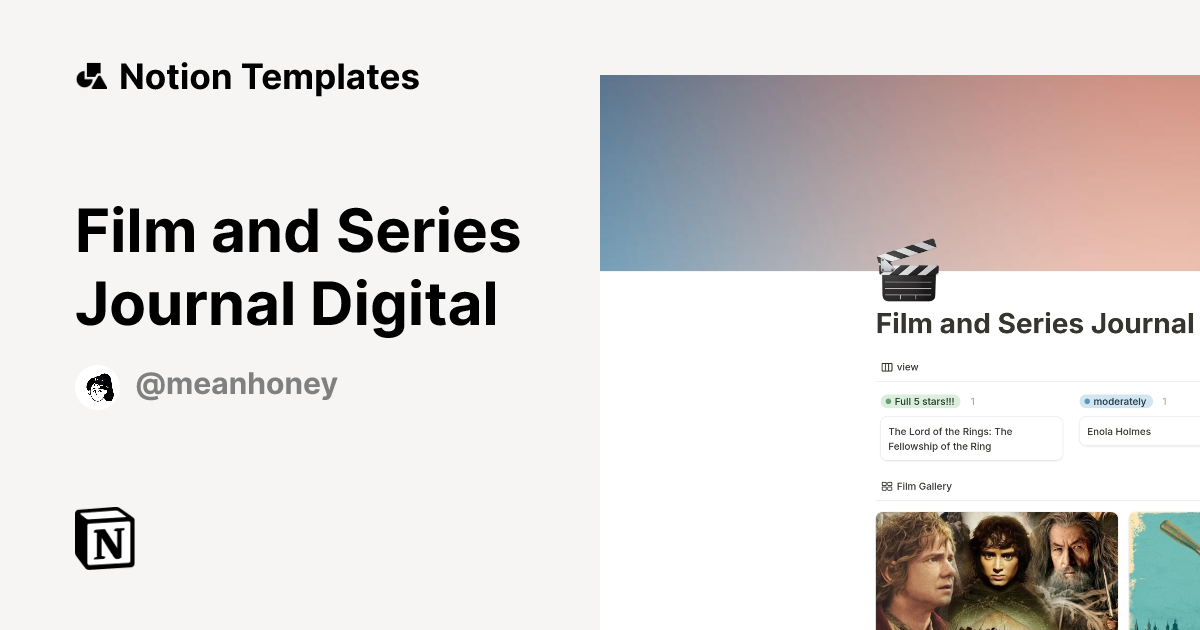Film and Series Journal Digital Template by meanhoney | Notion Marketplace