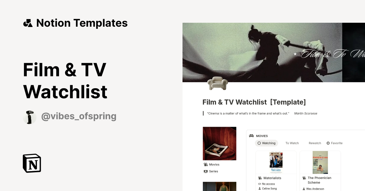 Film & TV Watchlist Template | Notion Marketplace